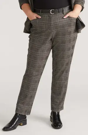 Universal Standard High Waist Stretch Ponte Cigarette Trousers - British Plaid