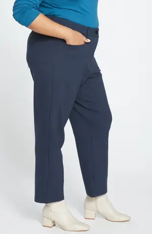 Universal Standard High Waist Stretch Ponte Cigarette Trousers - Navy