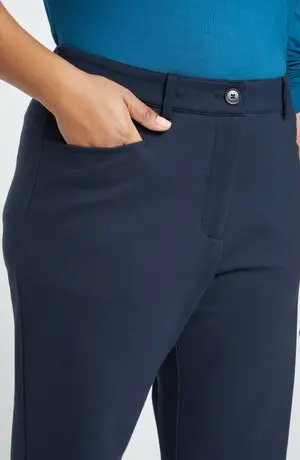 Universal Standard High Waist Stretch Ponte Cigarette Trousers - Navy