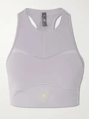 Adidas By Stella McCartney Truepurpose Perforated Logo-appliquéd Recycled Stretch-jersey Sports Bra