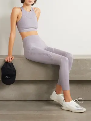 Adidas By Stella McCartney Truepurpose Perforated Logo-appliquéd Recycled Stretch-jersey Sports Bra