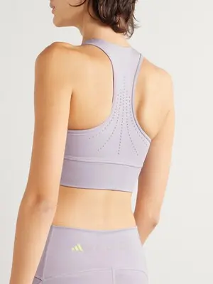Adidas By Stella McCartney Truepurpose Perforated Logo-appliquéd Recycled Stretch-jersey Sports Bra