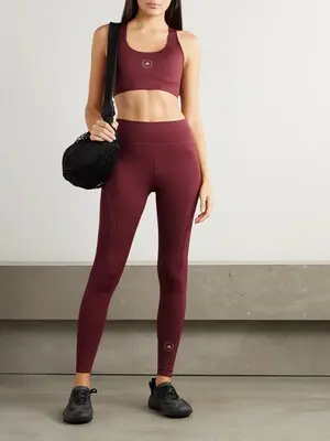 Adidas By Stella McCartney Truepurpose Mesh-trimmed Printed Stretch Recycled Sports Bra - Burgundy