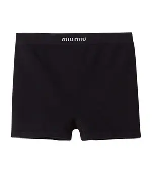 Miu Miu Ribbed Seamless Boxer Shorts Black