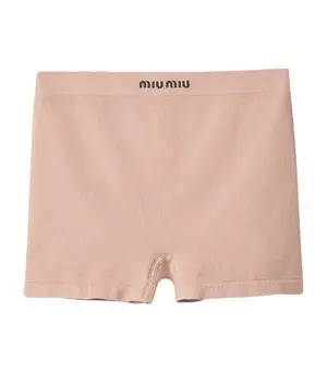 Miu Miu Ribbed Boxer Shorts - Nude