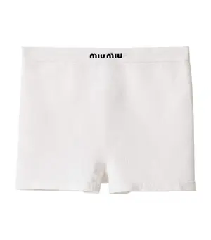 Miu Miu Ribbed Seamless Boxer Shorts White