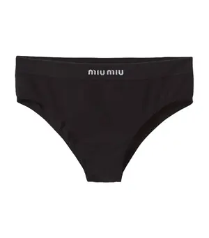 Miu Miu Ribbed Seamless Briefs - Black