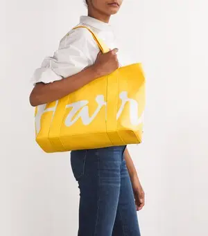 Harrods Medium Cotton Logo Tote - Yellow
