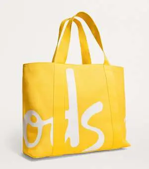 Harrods Medium Cotton Logo Tote - Yellow