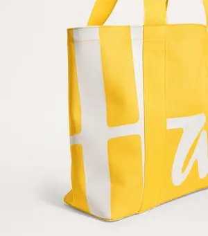 Harrods Medium Cotton Logo Tote - Yellow