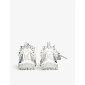 Off-White Mesh And Faux-leather Low-top Trainers - Grey/other