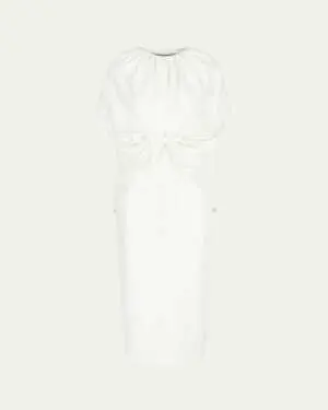bernadette brown cape dress Bernadette Ruched Waist Cape Dress - Cream Ivory