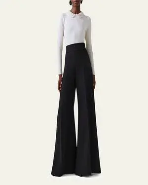 Carolina Herrera Ribbed Knit Sweater With Removable Lace Collar