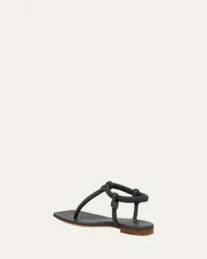 GIANVITO ROSSI Juno Tubular Leather Thong Sandals - Black