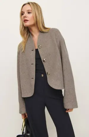 REFORMATION Owen Wool-blend Jacket - Stone