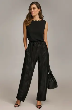 Donna Karan New York Pleated Full Length Pants