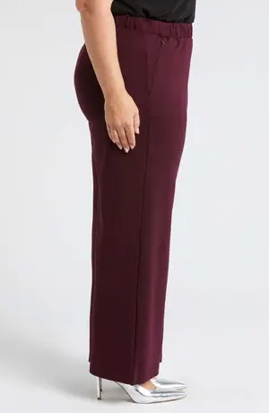 Universal Standard Stephanie Wide Leg Ponte Pants - Black Cherry