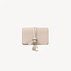 Chloé Alphabet Card Holder In Grained Leather Pink