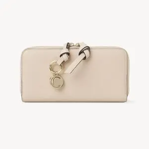 Chloé Alphabet Zipped Long Wallet In Grained Leather Pink