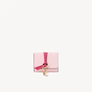 Chloé Mini Alphabet Tri-fold In Grained Leather Ballet Pink