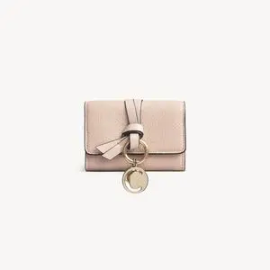 Chloé Mini Alphabet Tri-fold In Grained Leather Pink