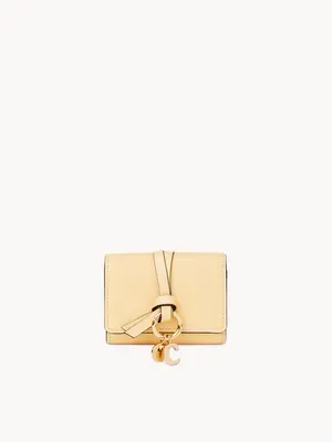 Chloé Mini Alphabet Tri-fold In Grained Leather Softy Yellow