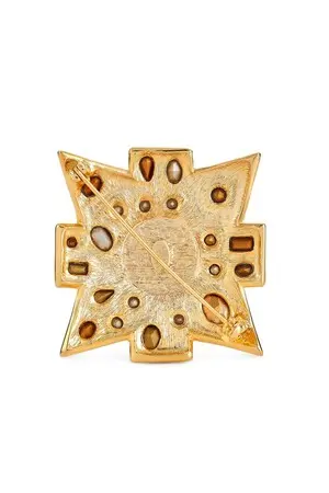 KENNETH JAY LANE Multi-gem Maltese Cross Pin