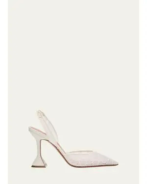 Amina Muaddi Amina Muaddi Holli Lace Slingback Pumps Ivory Lace