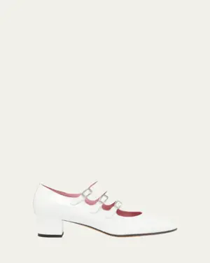 CAREL Kina Patent Leather Ballerina Pumps - White