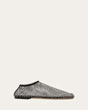 Christopher Esber Minette Crystal Net Ballerina Flats - Black