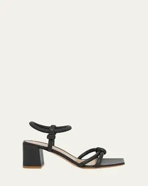 GIANVITO ROSSI Knotted Leather Sandals - Black