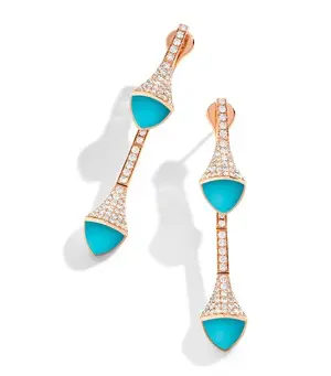 MARLI NEW YORK Diamond And Turquoise Cleo Drop Earrings - Rose Gold
