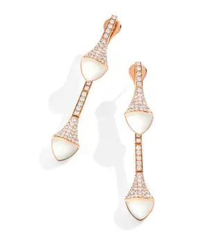 MARLI NEW YORK Diamond And White Agate Cleo Drop Earrings - Rose Gold