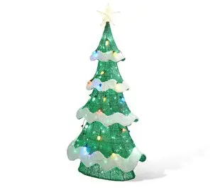 GLITZHOME 57' Lighted Christmas 3d Mesh Outdoor Christmas Tree - One-color