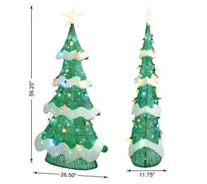GLITZHOME 57' Lighted Christmas 3d Mesh Outdoor Christmas Tree