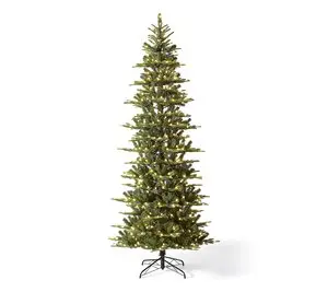 GLITZHOME 9' Pre-lit Slim Fir Faux Christmas Tr Ee - One-color