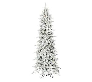 CHRISTMAS TIME 6.5' Slim White Pine Flocked Chr Stmas Tree - One-color