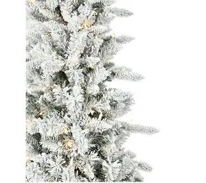 CHRISTMAS TIME 6.5' Slim White Pine Flocked Chr Stmas Tree
