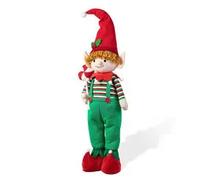 GLITZHOME Telescoping Fabric Christmas Elf Stan Ding Decor