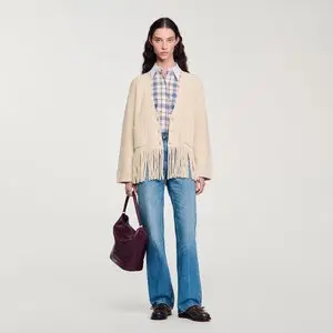 Sandro Fringed Knit Cardigan
