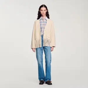 Sandro Fringed Knit Cardigan