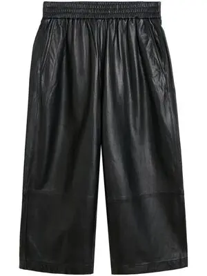 HERSKIND Eagle Leather Cropped Trousers - Black