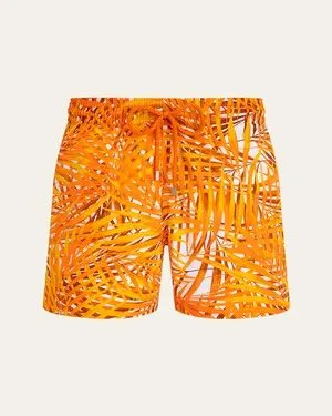 Vilebrequin Palm Leaves Print Swim Shorts - Mango