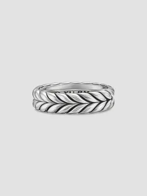 David Yurman Chevron Band Ring In Sterling 6.2mm - Silver