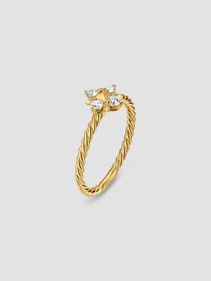 David Yurman Petite Modern Renaissance Pyramid Ring In 18k Yellow Gold