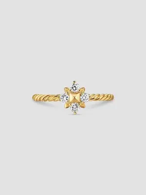 David Yurman Petite Modern Renaissance Pyramid Ring In 18k Yellow Gold