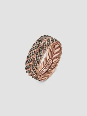 David Yurman Chevron Pave Band Ring In 18k Rose Gold