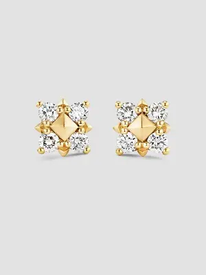 David Yurman Stud Earrings In 18k Yellow Gold With Diamonds, 8mm - Diamond