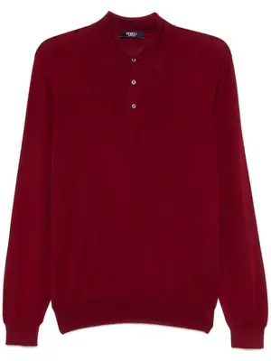 Fedeli Fine-knit Polo Shirt - Red