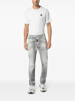 Philipp Plein Distressed Straight-leg Jeans